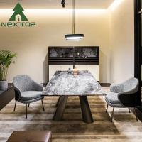 China NEXTOP Stainless Steel Marble Top Dining Table Sets Art Base Rectangle for sale