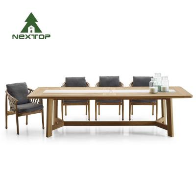 China Durable Simple Patio Furniture Garden Table And Chairs Teak Outdoor Dining Set for sale