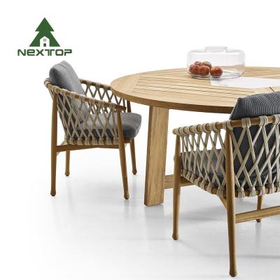 China Durable Simple Patio Furniture Garden Table And Chairs Teak Outdoor Dining Set for sale