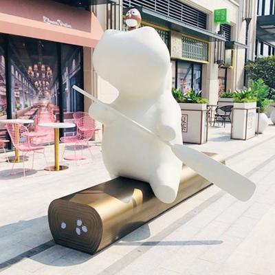 Cina Sky Street Fiberglass Leisure Bench With Sculpture Ornament Parco commerciale all'aperto in vendita