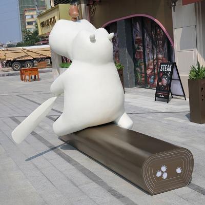 Cina Sky Street Fiberglass Leisure Bench With Sculpture Ornament Parco commerciale all'aperto in vendita