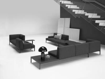 China Atmosphere Hotel Large Space Corner Sectional Fabric Sofa Black Iron Feet for sale