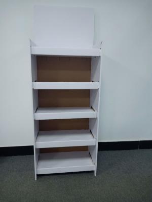 China Cardboard Display White Floor Display Stand Rack Toy Cardboard Shelves for sale