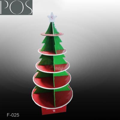 China Christmas tree currugated cardboard displays stand shelf for sale