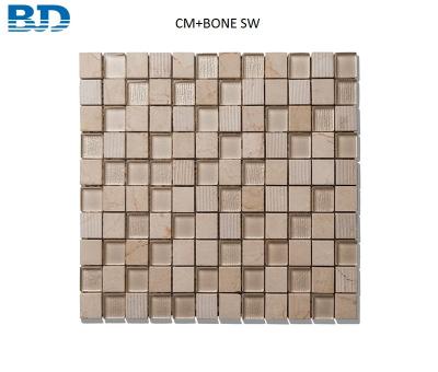 China Time Texture Square Stone and Glass Mosaic (Beige) for sale
