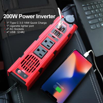 China 200W Car Power Inverter Dc 12V 12V To 110V Car Inverter Sine Inverter Portable Power Station For Car for sale