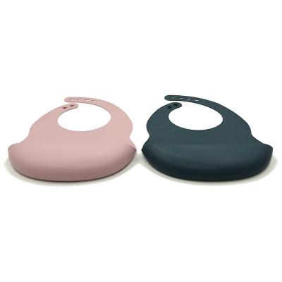China Multi Colors Deep Front Pocket 100g Baby Silicone Bibs For Messy Eaters for sale