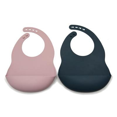 China Multi Colors Deep Front Pocket 100g Baby Silicone Bibs For Messy Eaters for sale