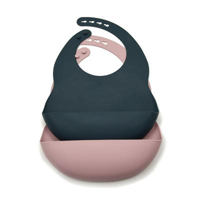 China Multi Colors Deep Front Pocket 100g Baby Silicone Bibs For Messy Eaters for sale