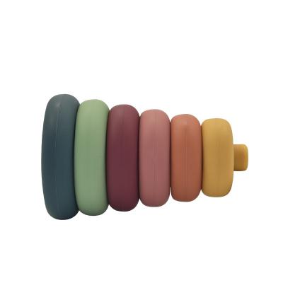 China Het Siliconeodm van pvc Loodvrije Badbaby die Toy Rounded Edges stapelen Te koop