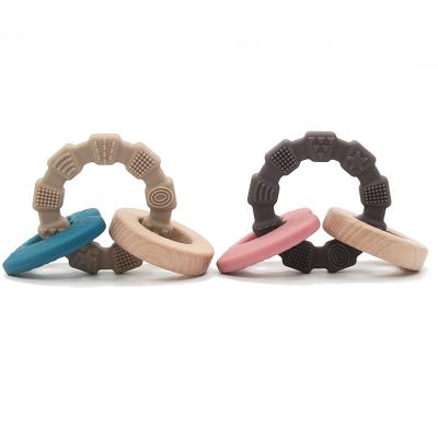 Cina Legno Teether del silicone del blu di oceano di Antibacteria facile afferrare scossa in vendita