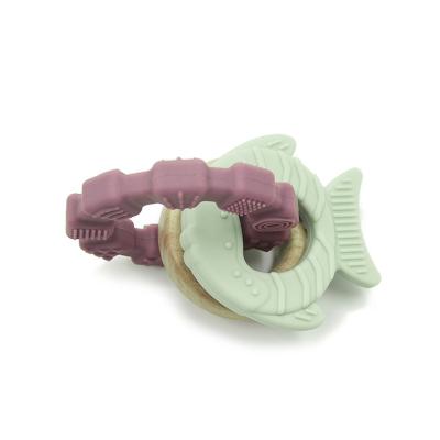 Cina Forma unisex non tossica del pesce di stile di Teether UE di legno del silicone dell'OEM del commestibile in vendita