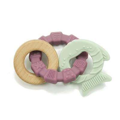 Cina Forma unisex non tossica del pesce di stile di Teether UE di legno del silicone dell'OEM del commestibile in vendita