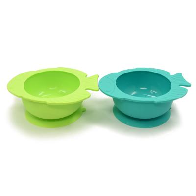 Cina Non attaccando la ciotola pieghevole BPA di aspirazione del silicone del bambino del pesce del ODM liberamente in vendita