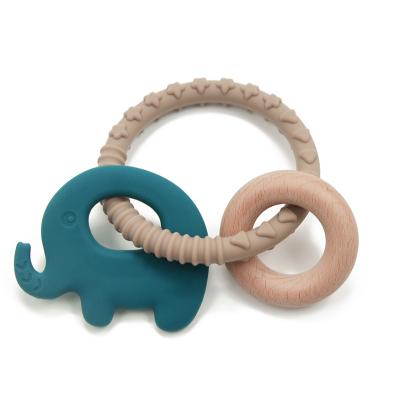China Easy Hold Silicone Wood Teether for sale