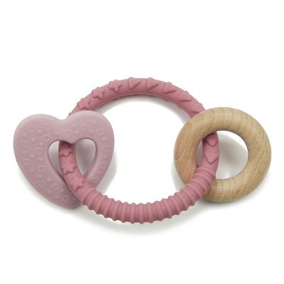 Cina Braccialetto sensoriale di legno di masticazione di Teether del silicone naturale infantile di Montessori in vendita