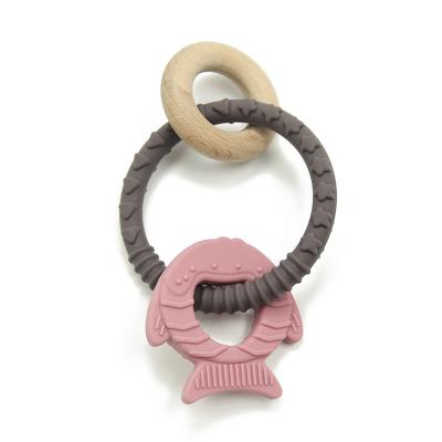 Cina Giocattolo masticabile del piumino di professione d'infermiera di Teether di legno del silicone del pesce sveglio classico in vendita