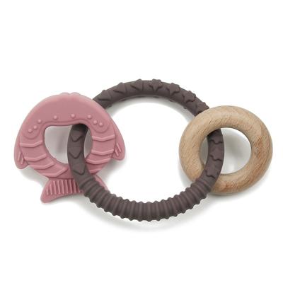 Cina Giocattolo masticabile del piumino di professione d'infermiera di Teether di legno del silicone del pesce sveglio classico in vendita