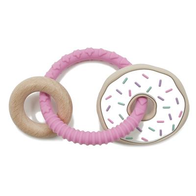 Cina Braccialetto di cura libero del bambino BPA del laser Logo Silicone Wood Teether Infant in vendita