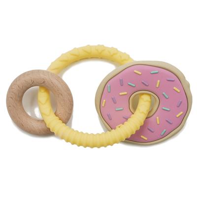 Cina Braccialetto di cura libero del bambino BPA del laser Logo Silicone Wood Teether Infant in vendita