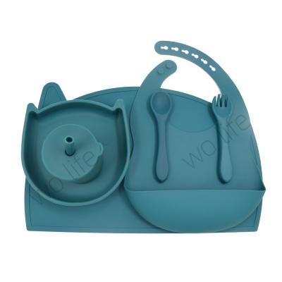 Cina Non slitti la busbana francese d'alimentazione LFGB degli insiemi del bambino libero del silicone di BPA in vendita