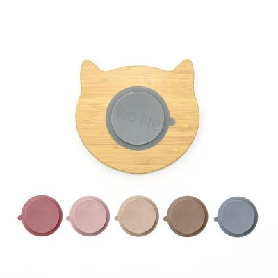 Cina Il Fox di bambù della base di aspirazione dell'insieme del piatto e del cucchiaio del bambino ha progettato i colori su misura in vendita
