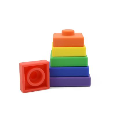 Cina Silicone del quadrato del bambino dell'OEM che impila i giocattoli EN71 certificati per divertimento in vendita