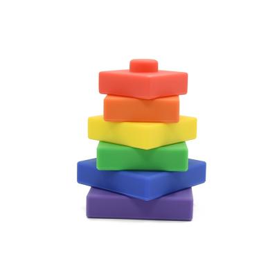 Cina Silicone del quadrato del bambino dell'OEM che impila i giocattoli EN71 certificati per divertimento in vendita