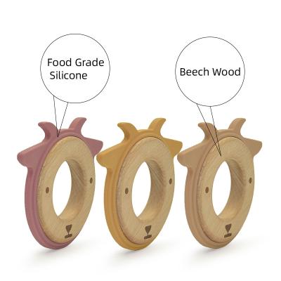 Cina legno Ring Brooklyn For Infants mettente i denti del silicone di 25cm LFGB in vendita