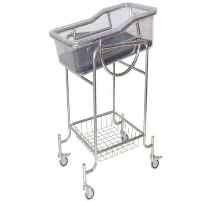 China Four Silent Castor Stainless Steel Baby Bassinet Crib Adjustable Inclination Angle With ABS Plastic Basin for sale