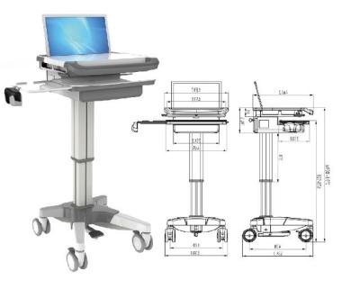 China Notebook Computer Workstation Trolley White Adjustable Silent Castor Checking for sale
