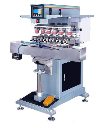 China Six Color Ink Cup Shuttle Printing Type Semi Automatic Pad Printing Machine for sale