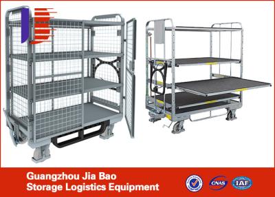 China Four wheel Logistics Trolley 4 tier shelving unit For Warehouse / Cargo Cart for sale