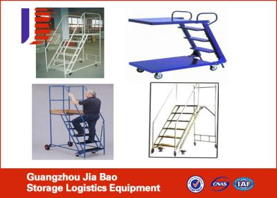 China Customized Steel Mobile Platform Truck Step Ladder / Trolley For Order Picker for sale