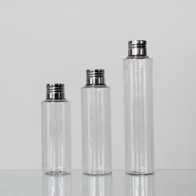 China Round 100/120/150ml Plastic Cosmetic Transparent Color Lotion Bottle With Cap for sale