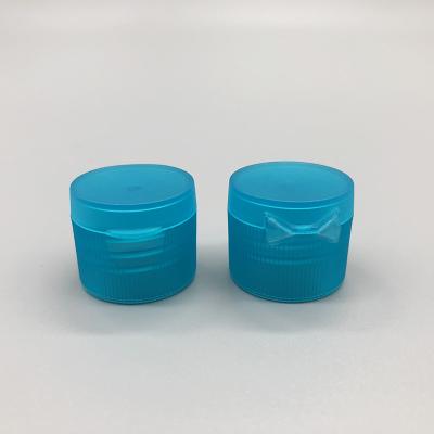 China 20 / 410 Flip Top Bottle Lids Clear Blue Color Ribbed Free Samples Available for sale