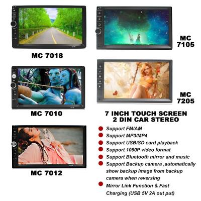 Cina Monitor stereo del touch screen 2 dell'automobile a 7 pollici universale di baccano con MP5 il Specchio-collegamento di deviazione standard USB Bluetooth in vendita