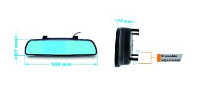 China Wide Angle Monitor Rear View Mirror 4.3 Inch With 1 Night Vision Camera for sale