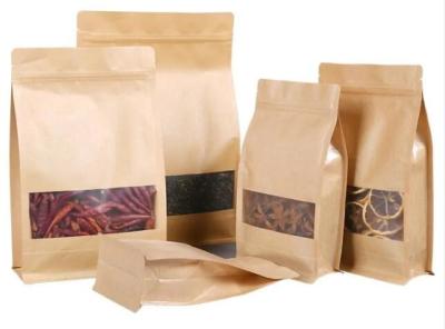 China Biodegradable Ziplock Kraft Paper Bag suppliler with window for food for sale