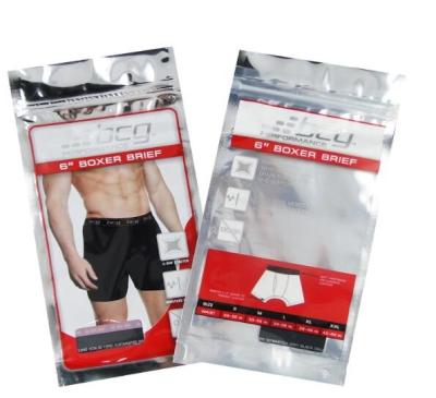 China Custom printed eco friendly 3-Sides Sealed Aluminum Foil Zip lock plastic bags for underwear packing for sale