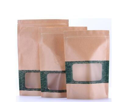 China Zipper Custom Printing Heat Sealing Kraft Paper Bags With Window For Tea for sale