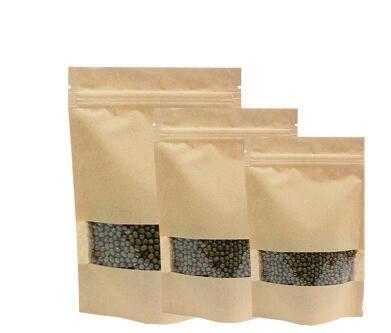 China Brown Customized k Food Packaging Grains Bean Transparent Paper Bag With Window for sale