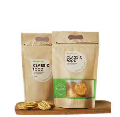 China Zipper lock Kraft paper Stand up Dry Food bag with Window to packing dried fruit for sale