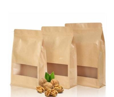 China Printing eco friendly recycled resealable k kraft paper bag with clear window for Food for sale