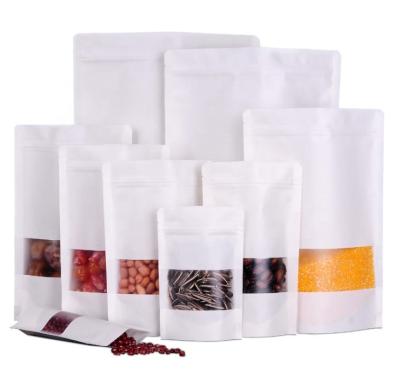 China Snack plastic packaging bag Factory customized Food grade white brown kraft paper pouch stand up bag with k for sale