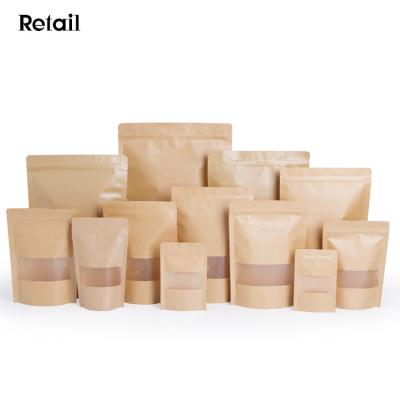 China Zip Lock Kraft Stand Up Food Bags with Notch and Matte Window for sale