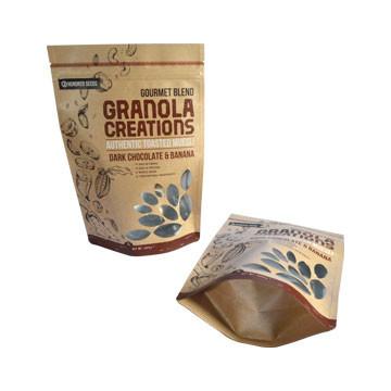 China Stand up Food grade kraft paper pe zipper pouch packing bag for nuts for sale