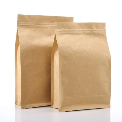 China china Factory manufacture Recyclable square flat bottom zipper kraft paper bag for food packaging for sale