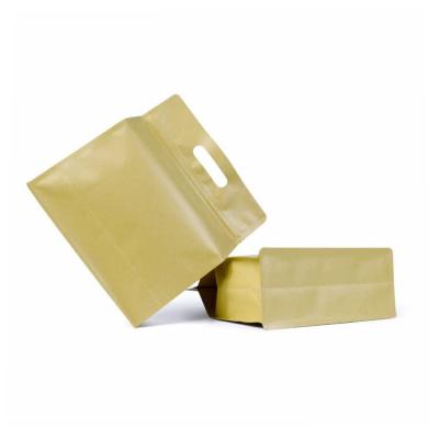 China Stand Up 25x11x29.5cm Matte Kraft Paper Zipper Bag With Handle and Flat Bottom for sale