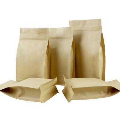 China Wholesale China supplier customized Logo printed square bottom aluminum foil reclosable k kraft paper bag for sale